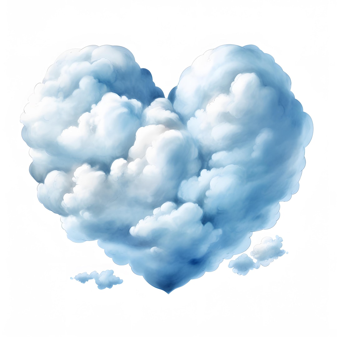 Heart Cloud Clipart, Cloud Shaped Heart Images, 10 Watercolor Clip Art ...