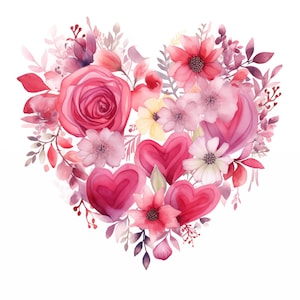 Floral Heart Clipart, Valentine's Day Images, 10 Watercolor Clip Art ...