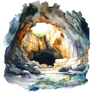 Natural Cave Clipart, Sea Cave Images, 10 Watercolor Clip Art ...