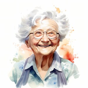 Old Lady Clipart, Happy Ladies Images, 10 Watercolor Clip Art ...