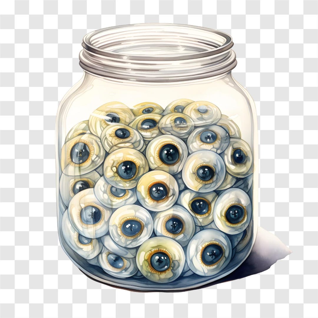 10 PNG Eyeballs in Jar, Halloween Eyeballs Clipart, Watercolor Clip Art ...