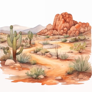 Desert Landscape Clipart, Texas Desert Images, 10 Watercolor Clip Art ...