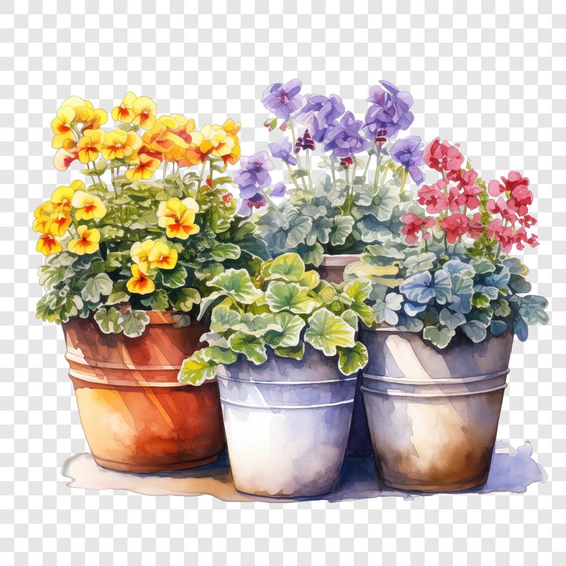 8 PNG Flower Pots Clipart, Garden Plants Images, Watercolor Clip Art ...