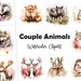 Animal Couple Clipart, Romantic Animals Images, 20 Watercolor Clip Art ...