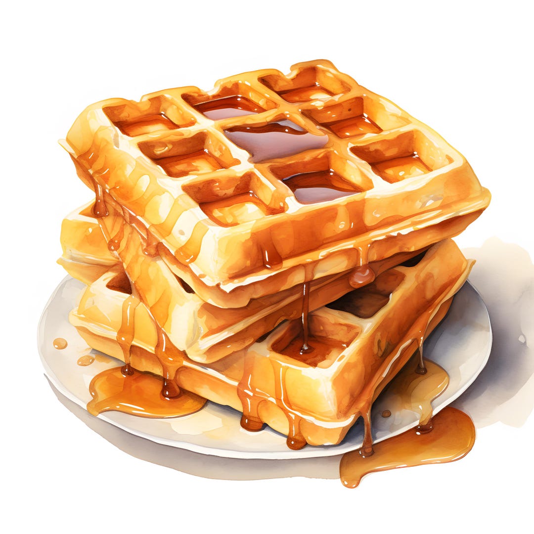 Waffles Clipart, Wafers Images, 10 Watercolor Clip Art, Printable Jpgs ...