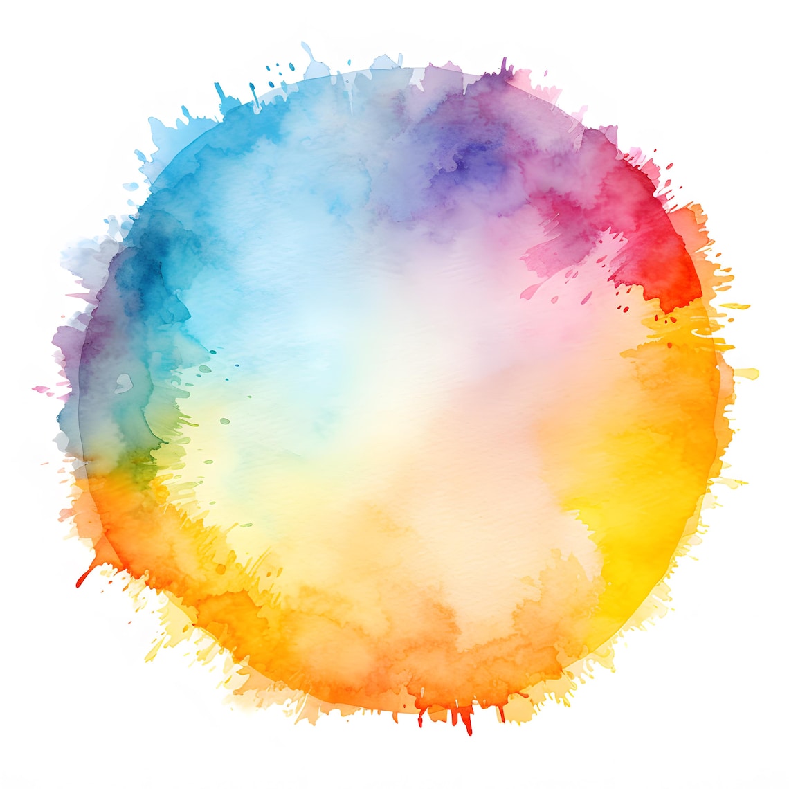 Watercolor Circle Clipart: Grunge Brush Images (jpgs, Commercial Use ...