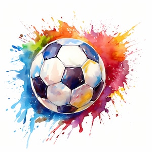 Watercolor Soccer Ball Clipart: Sport Illustrations (jpgs, Commercial ...