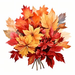 Autumn Leaves Clipart, Fall Leaves Bouquet Images, 10 Watercolor Clip ...