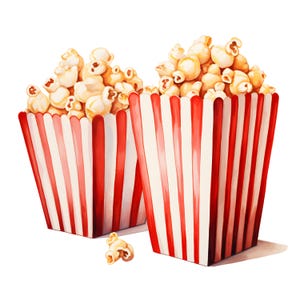 Popcorn Clipart, Boxes With Popcorns Images, 10 Watercolor Clip Art ...
