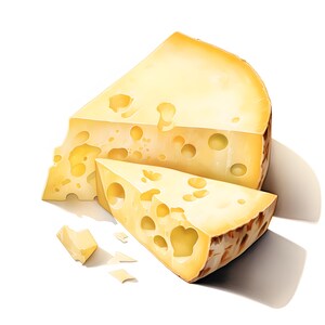Cheese Clipart, Cheese Cut Images, 10 Watercolor Clip Art, Printable ...