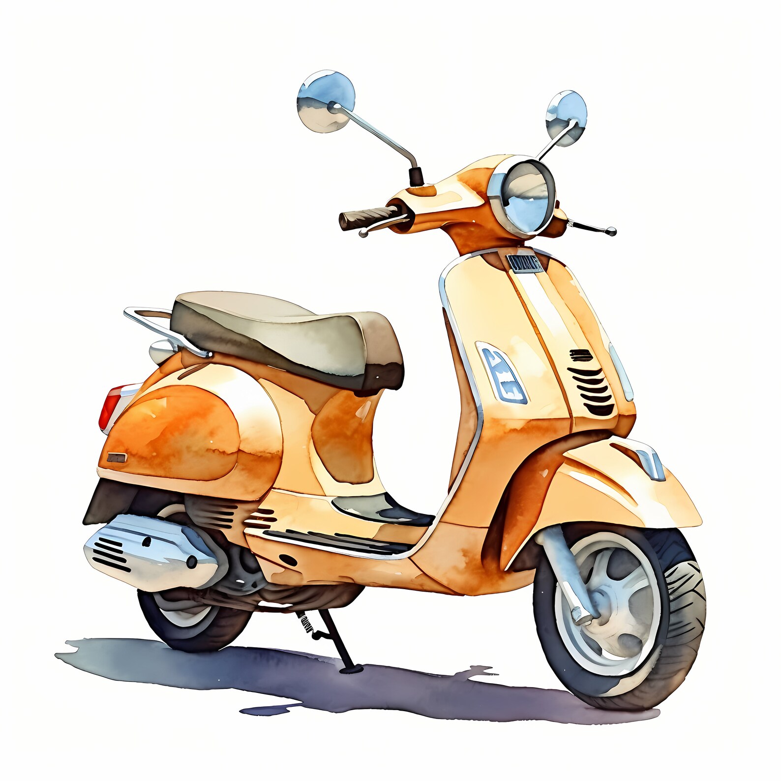 Scooter Clipart, Moped Images, 10 Watercolor Clip Art, Printable Jpgs ...