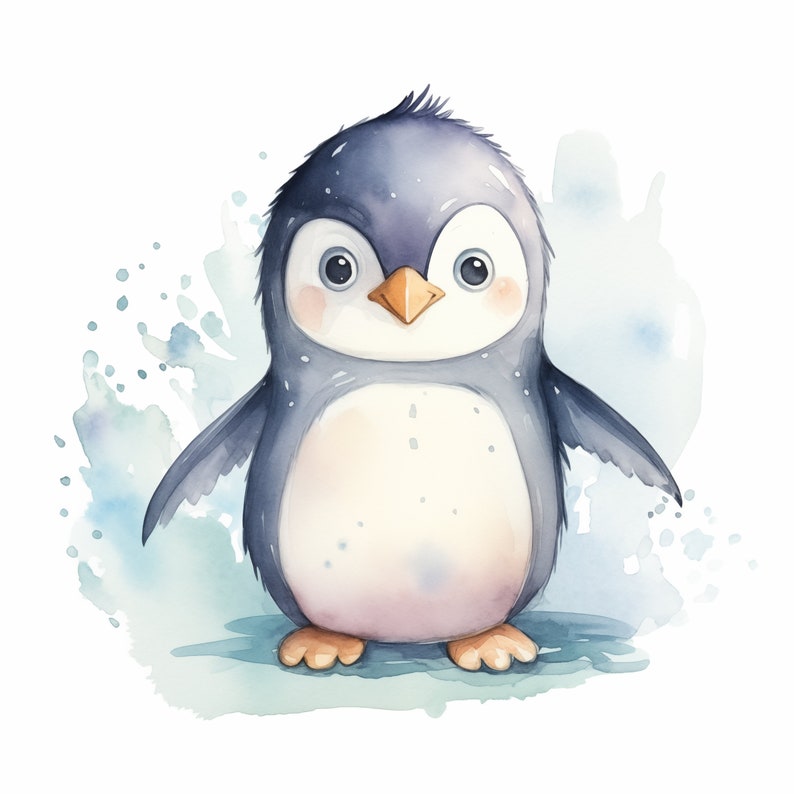 Penguin Clipart, Cute Penguins Images, 10 Watercolor Clip Art ...