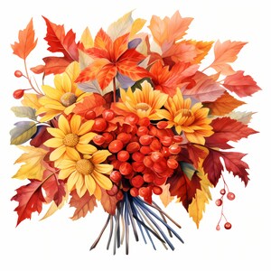 Autumn Leaves Clipart, Fall Leaves Bouquet Images, 10 Watercolor Clip ...