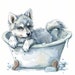 Wolf in Bathtub Clipart, Wolf Washing Images, 10 Watercolor Clip Art ...