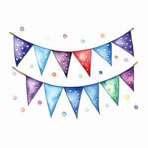 Watercolor Bunting Clipart: Party Flags, Garland (printable Jpgs) - Etsy