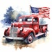 Patriotic Truck Clipart, July 4th Pickup Truck Images, 10 Watercolor ...