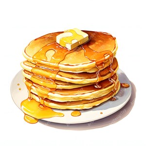 Watercolor Pancakes Clipart: Tasty Breakfast Images (jpgs, Commercial ...