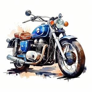 Motobike Clipart, Motorcycle Images, 10 Watercolor Clip Art, Printable ...