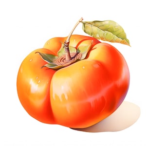 Persimmon Clipart, Fruit Images, 10 Watercolor Clip Art, Printable Jpgs ...