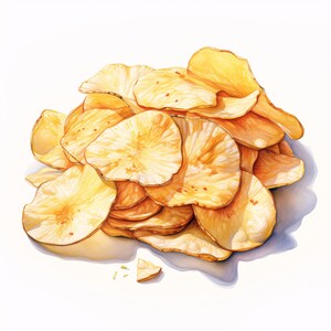 Watercolor Potato Chips Clipart: Snack Food JPG Images (commercial Use ...