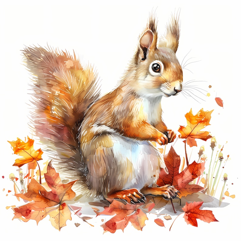 Watercolor Autumn Animal Clipart: Fall Woodland Images (jpgs ...