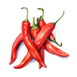 Watercolor Red Hot Chilli Peppers Clipart: Printable JPG Images ...