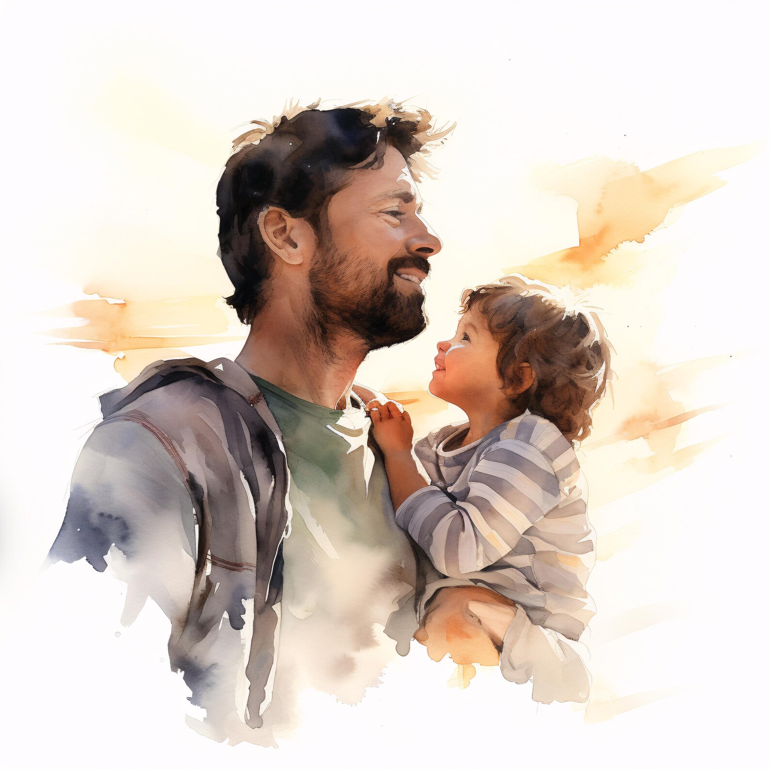 Father and Son Watercolor Clipart: Family Love Art, Commercial Use ...