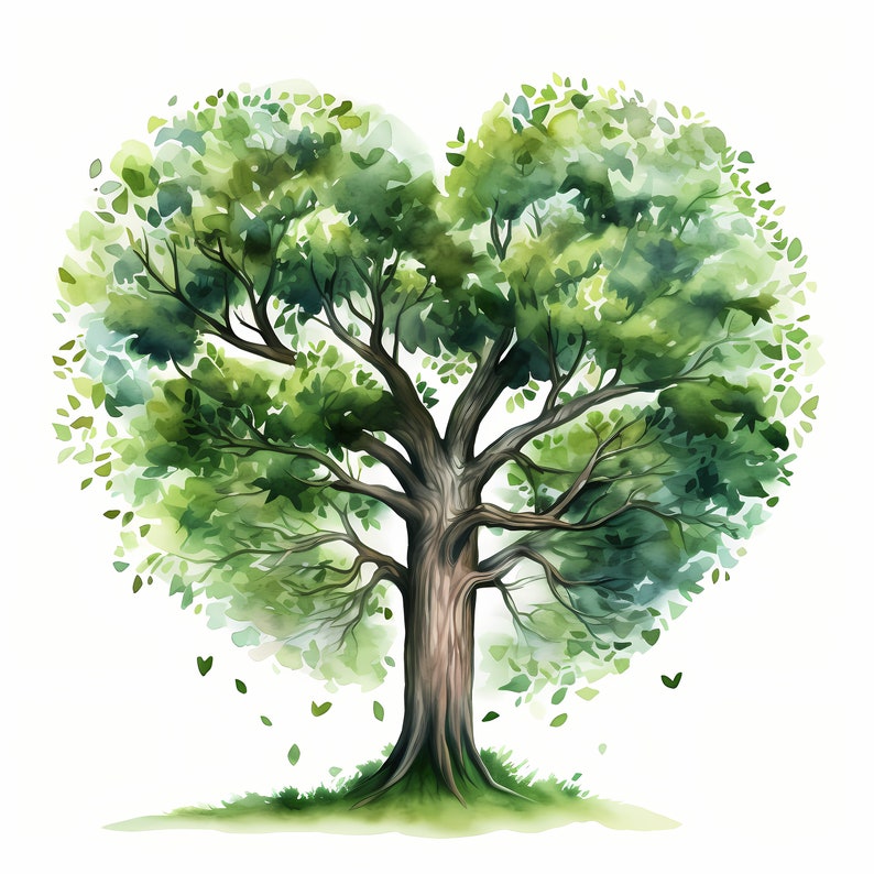 Heart Tree Clipart, Valentine's Day Tree Images, 10 Watercolor Clip Art ...
