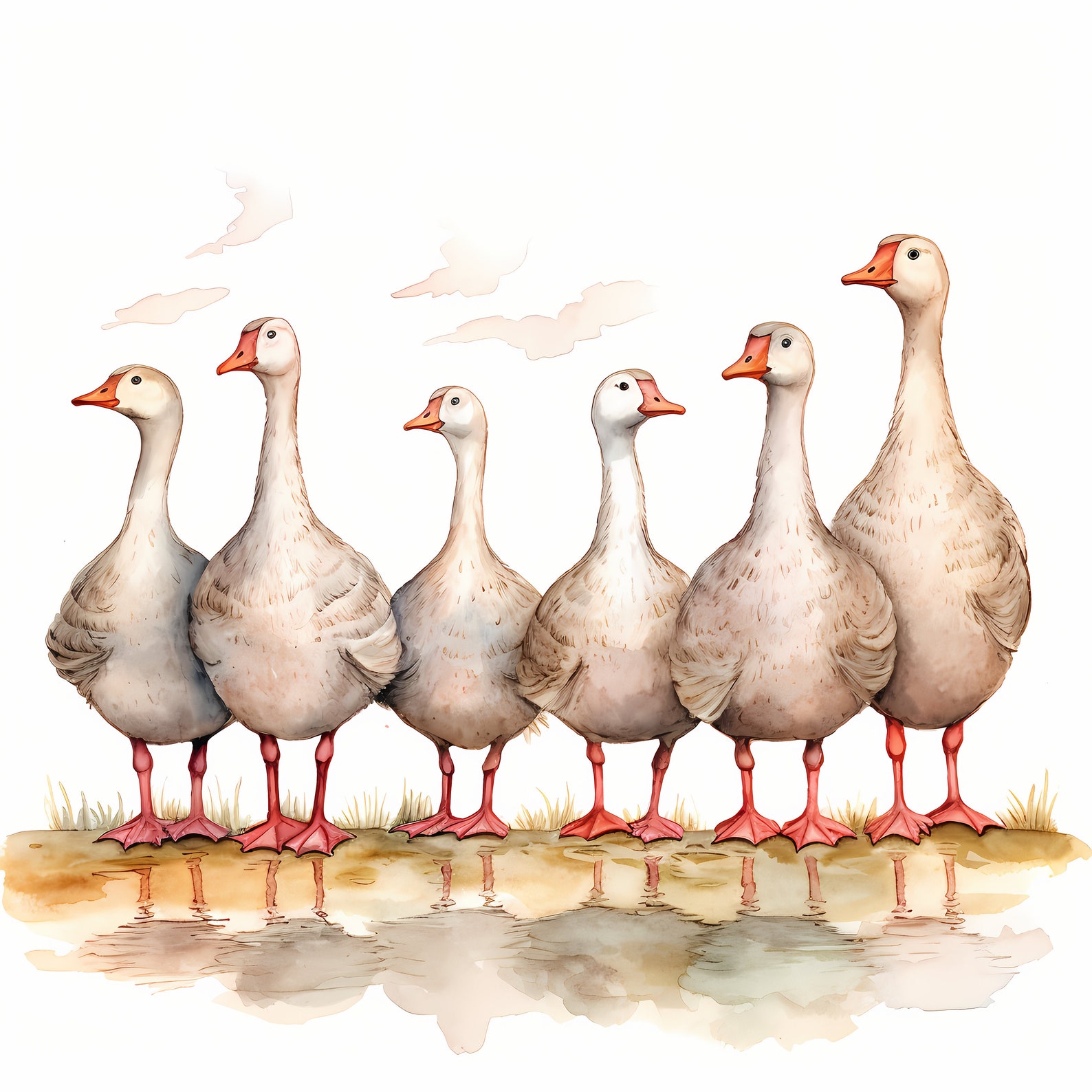 Geese Clipart, Farm Geese Images, 10 Watercolor Clip Art, Printable ...