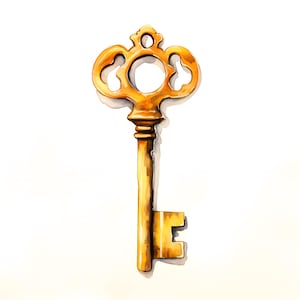 Vintage Gold Key Watercolor Clipart: Old Fashioned Keys (jpgs) - Etsy