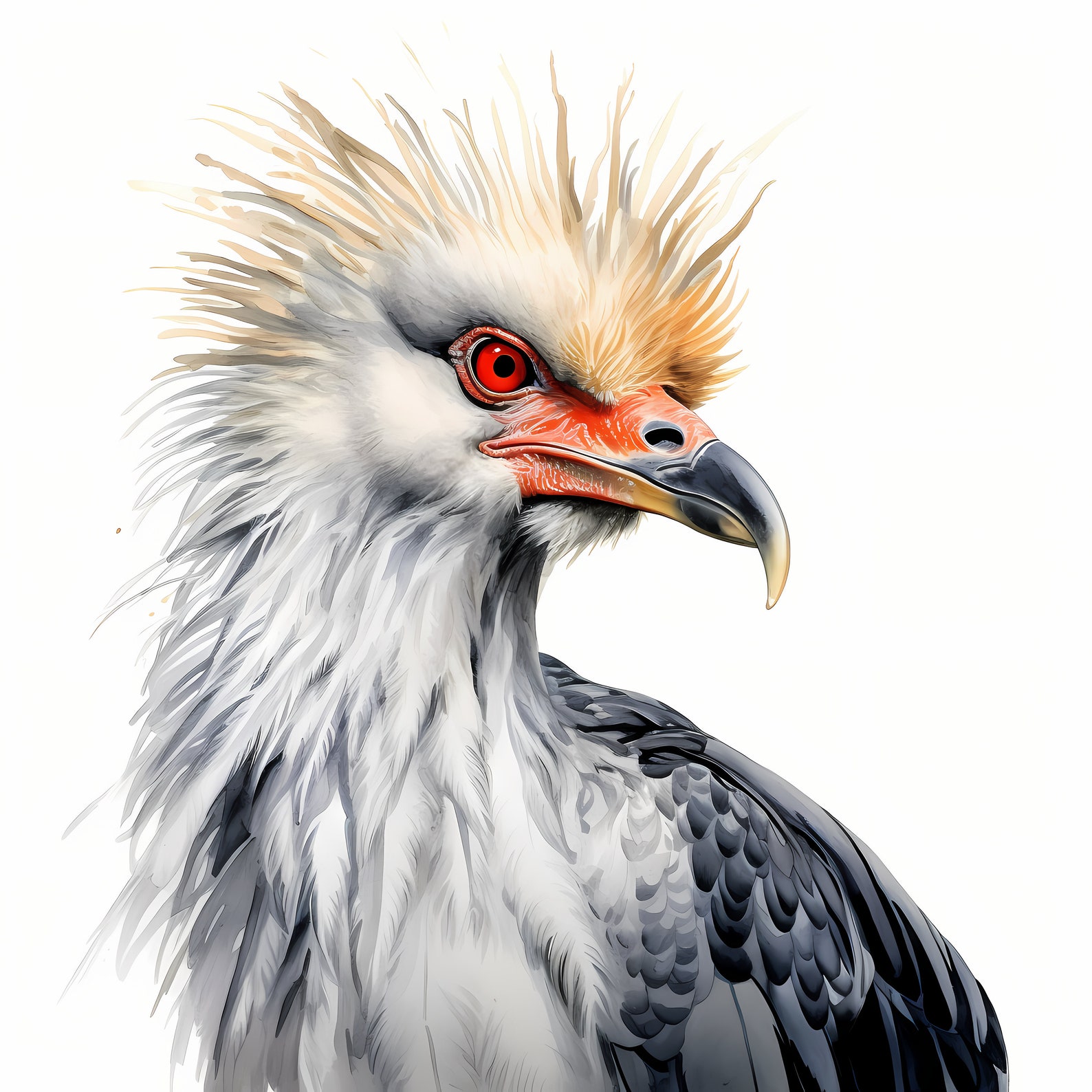 Secretary Bird Clipart, Secretary Bird Images, 10 Watercolor Clip Art ...