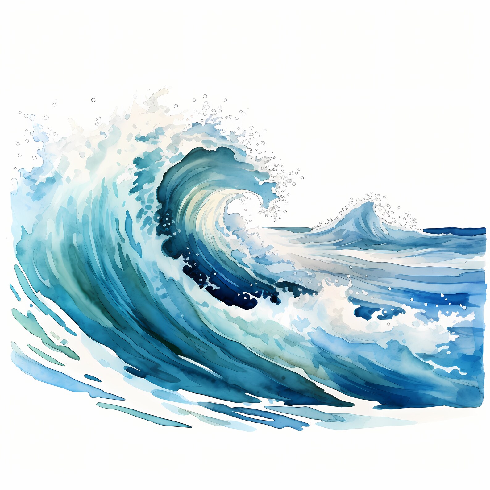 Sea Wave Clipart, Ocean Waves Images, 10 Watercolor Clip Art, Printable ...