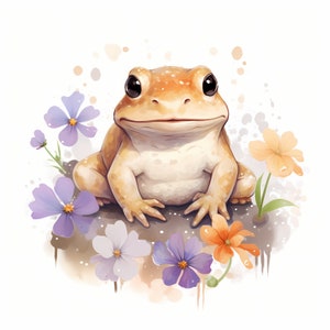 Cute Frog Clipart, Baby Frogs Images, 10 Watercolor Clip Art, Printable ...