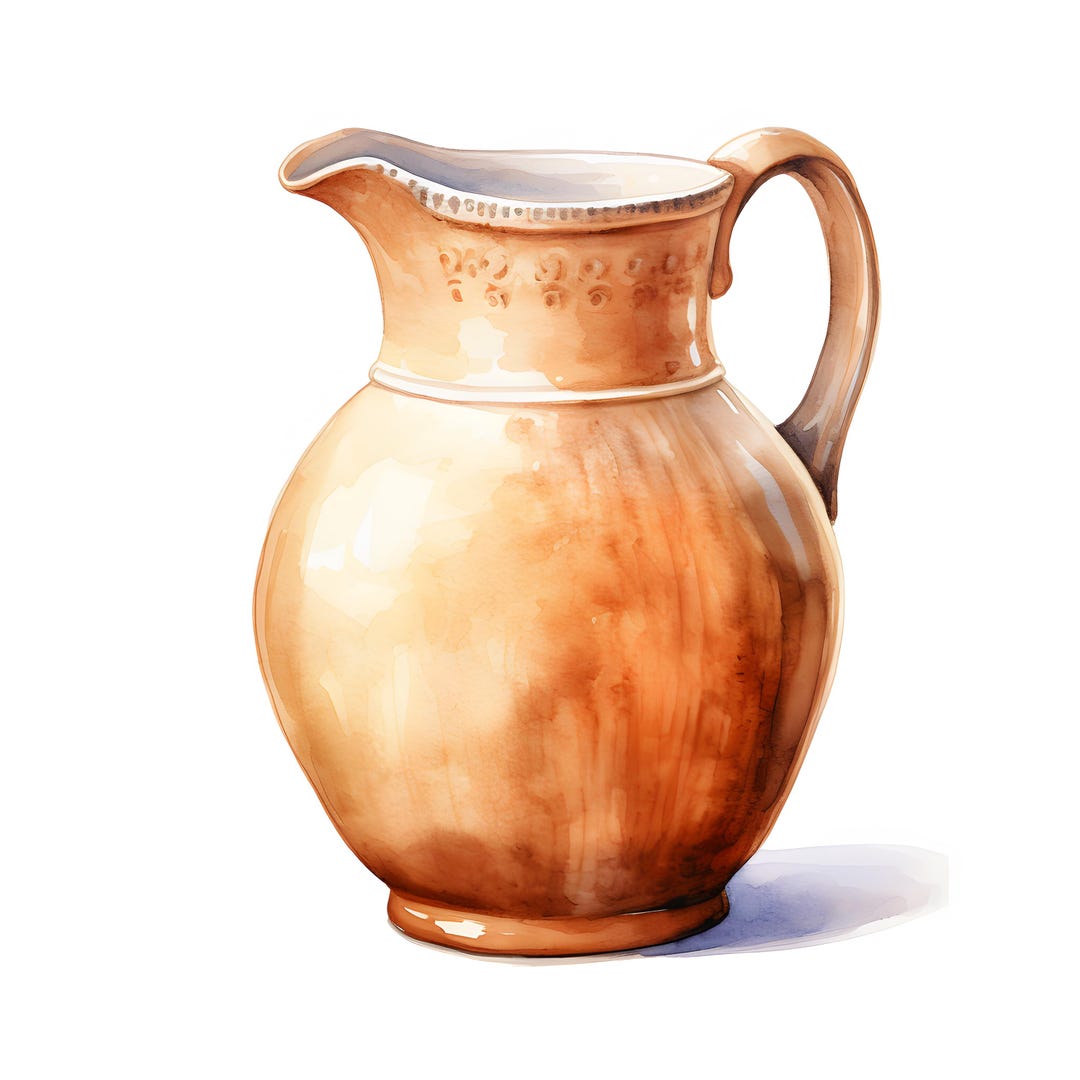 Clay Jug Clipart, Rustic Jug Images, 10 Watercolor Clip Art, Printable Jpgs, Instant Download ...