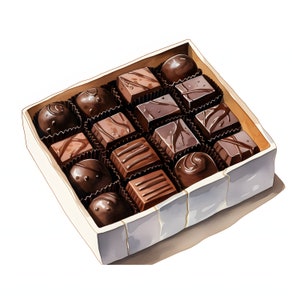Chocolate Box Clipart, Box of Chocolate Images, 10 Watercolor Clip Art ...