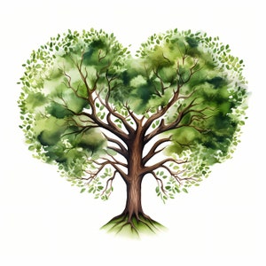 Heart Tree Clipart, Valentine's Day Tree Images, 10 Watercolor Clip Art ...