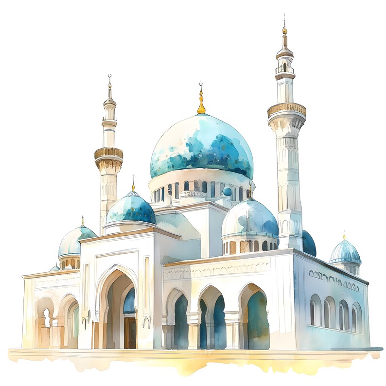Watercolor Mosque Clipart: Islamic Church Images (JPG Digital Download ...