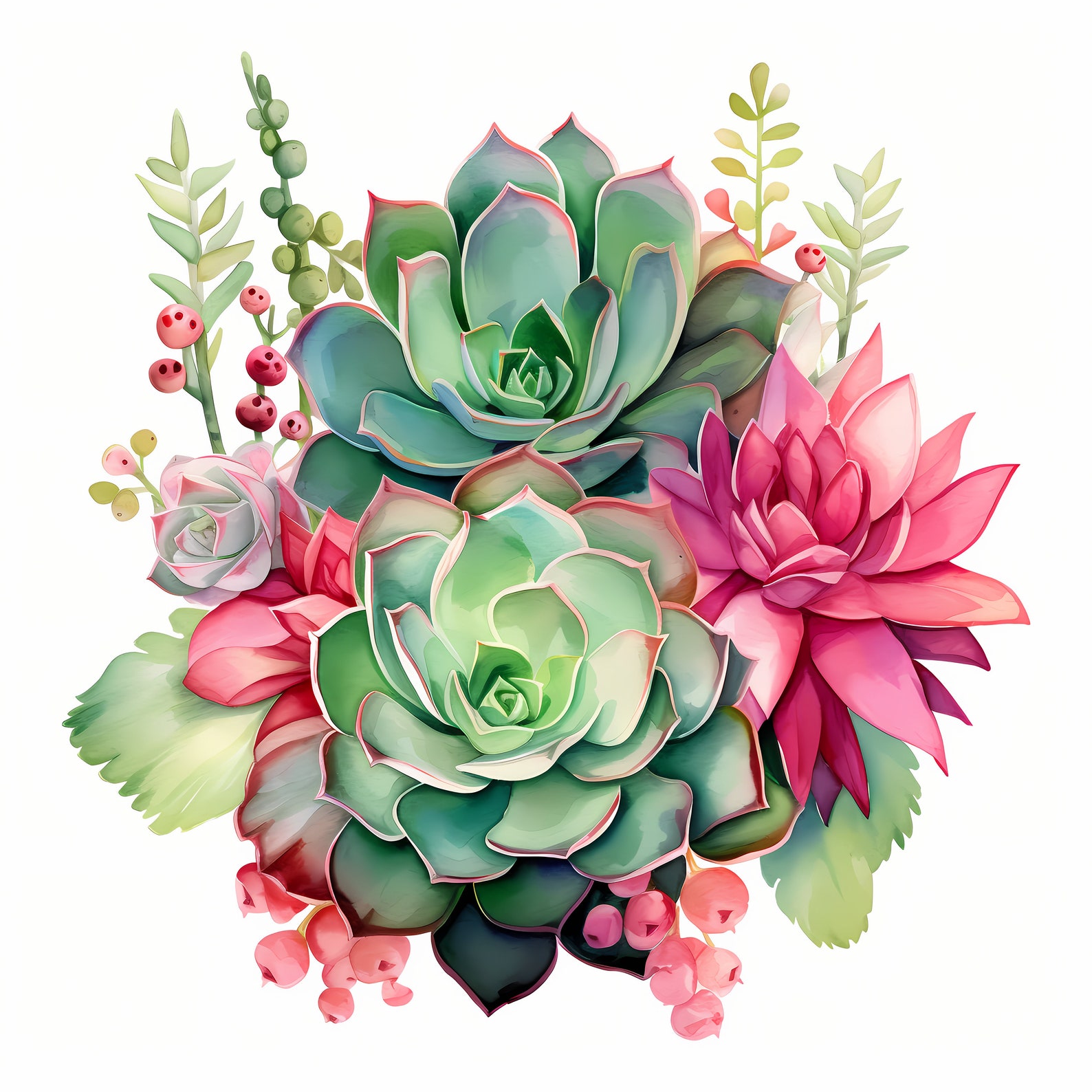 Succulents Clipart, Cactus Succulent Images, 10 Watercolor Clip Art ...