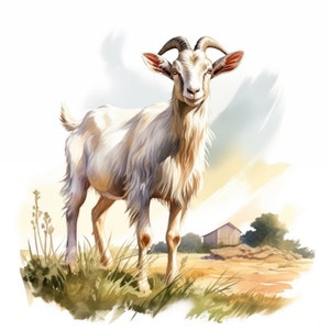 Farm Goat Clipart, Farmyard Goat Images, 10 Watercolor Clip Art ...