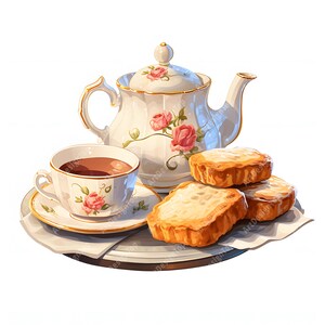 English Teatime Clipart, Tea Time Images, 10 Watercolor Clip Art ...