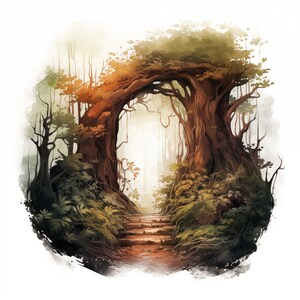 Entrance to Forest Clipart, Enchanted Forest Images, 10 Watercolor Clip ...