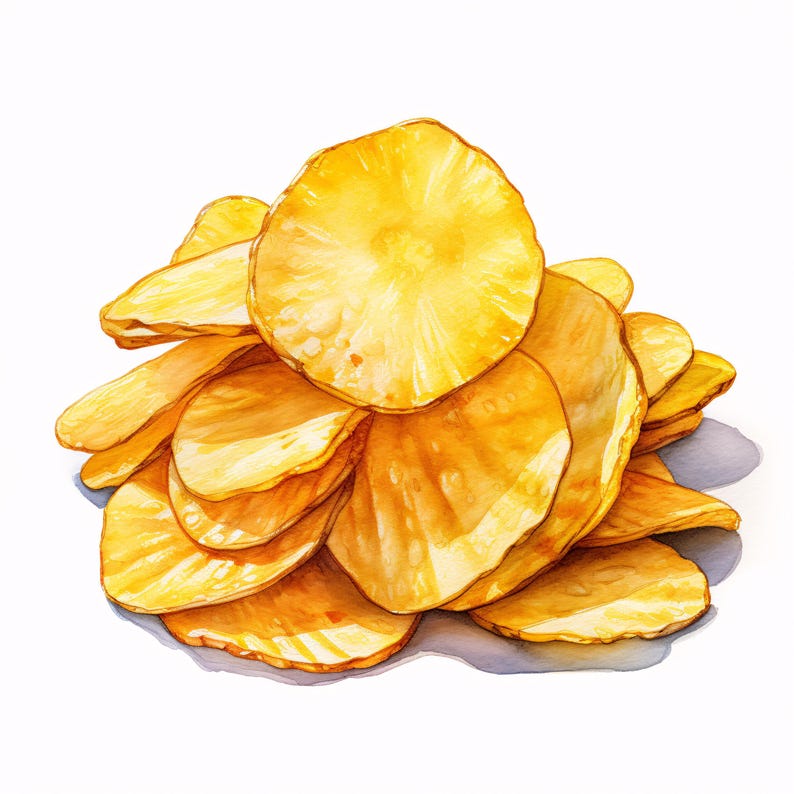 Watercolor Potato Chips Clipart: Snack Food JPG Images (commercial Use ...