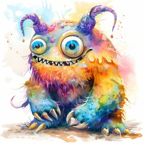 Monster Clipart, Cute Monsters Images, 10 Watercolor Clip Art ...