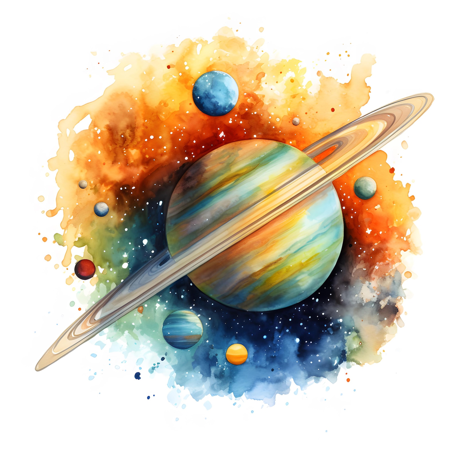 Watercolor Planets Clipart: Galaxy Stars Images (jpgs, Instant Download ...