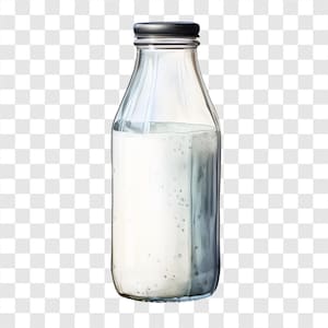 10 PNG Milk Bottle, Milk Glass Bottle Clipart, Watercolor Clip Art ...