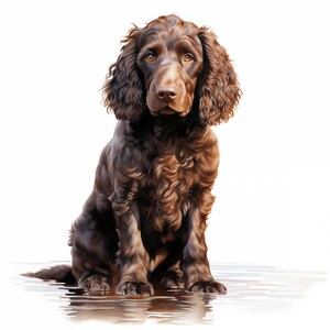 Irish Water Spaniel Clipart, Spaniel Dog Images, 10 Watercolor Clip Art ...