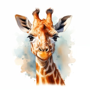 Watercolor Giraffe Clipart: Printable Animal Images (jpgs, Commercial ...