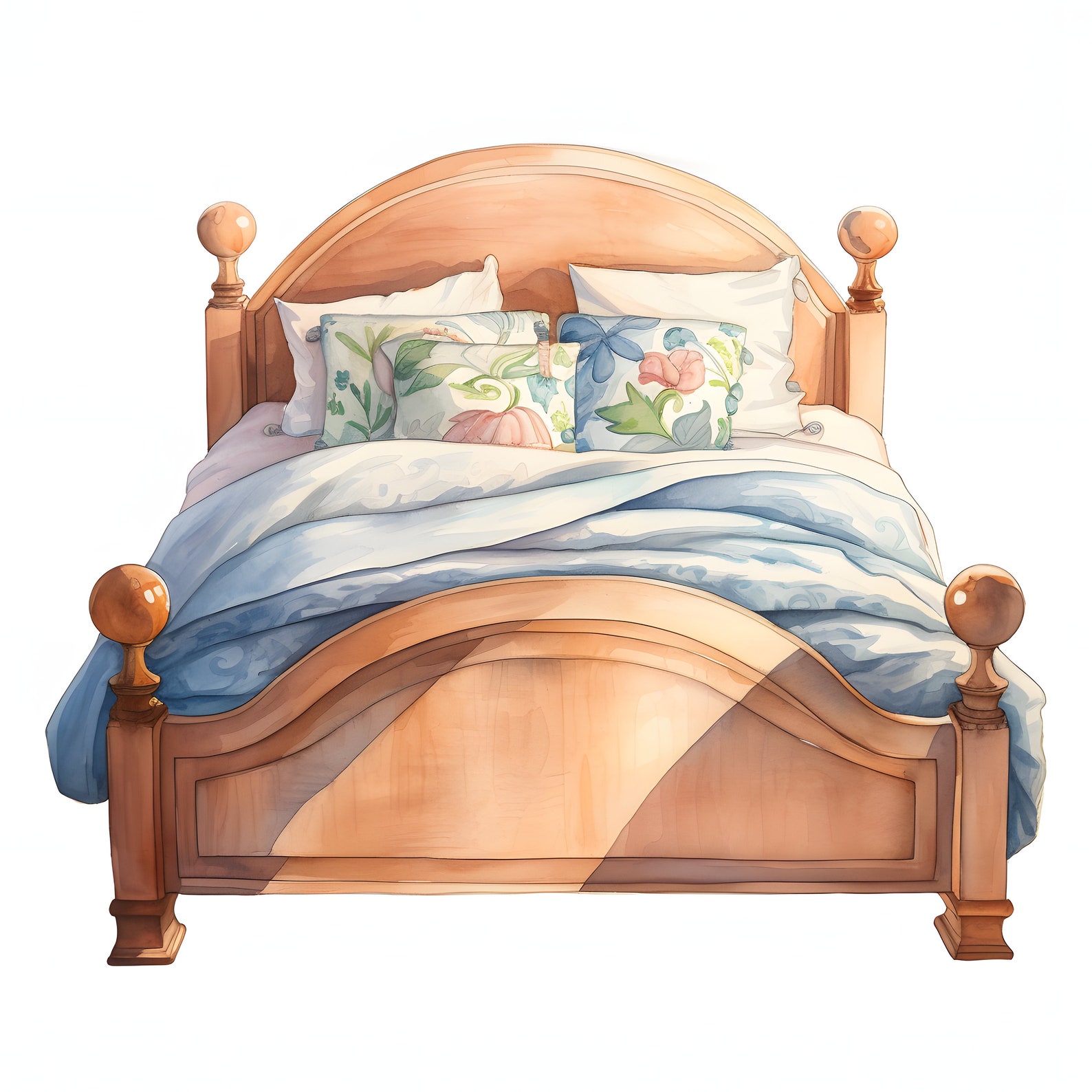 Bedroom Bed Clipart, Cosy Beds Images, 10 Watercolor Clip Art ...