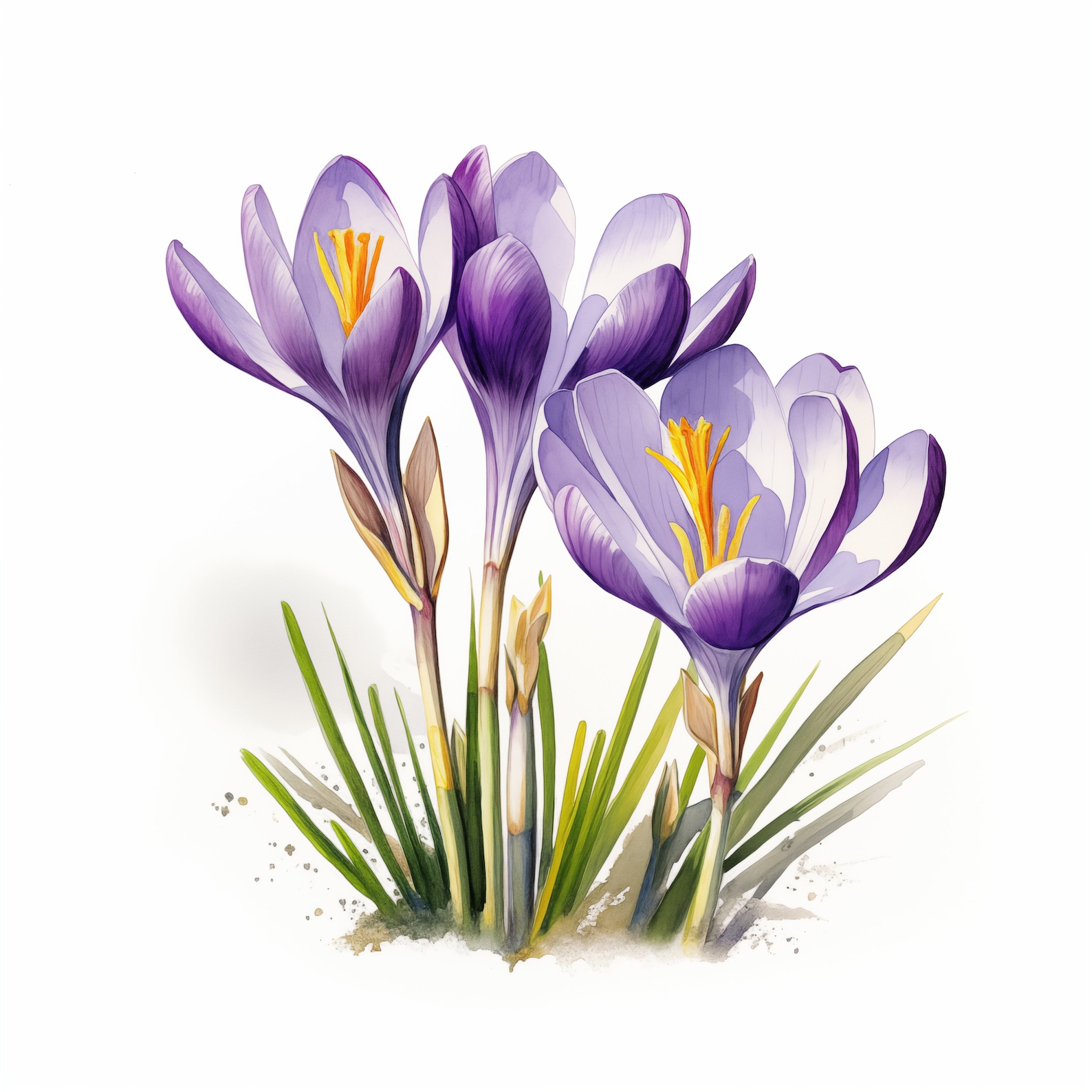 Crocus Clipart, Crocus Flowers Images, 10 Watercolor Clip Art ...