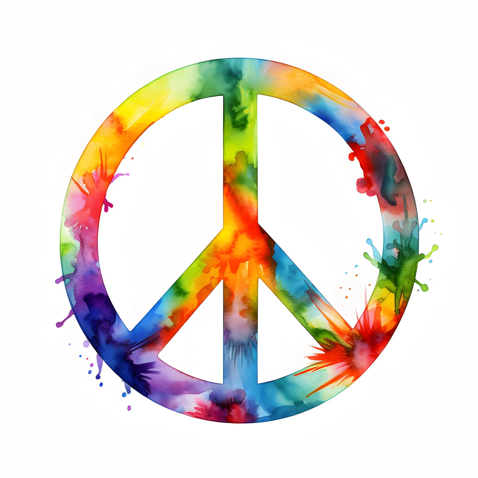 Watercolor Peace Sign Clipart: Rainbow Peace Symbol Images (jpgs ...